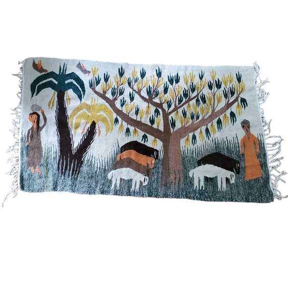 Art | Vintage Hand Knotted Pictorial Kilim Rug Tapestry Moroccan ...